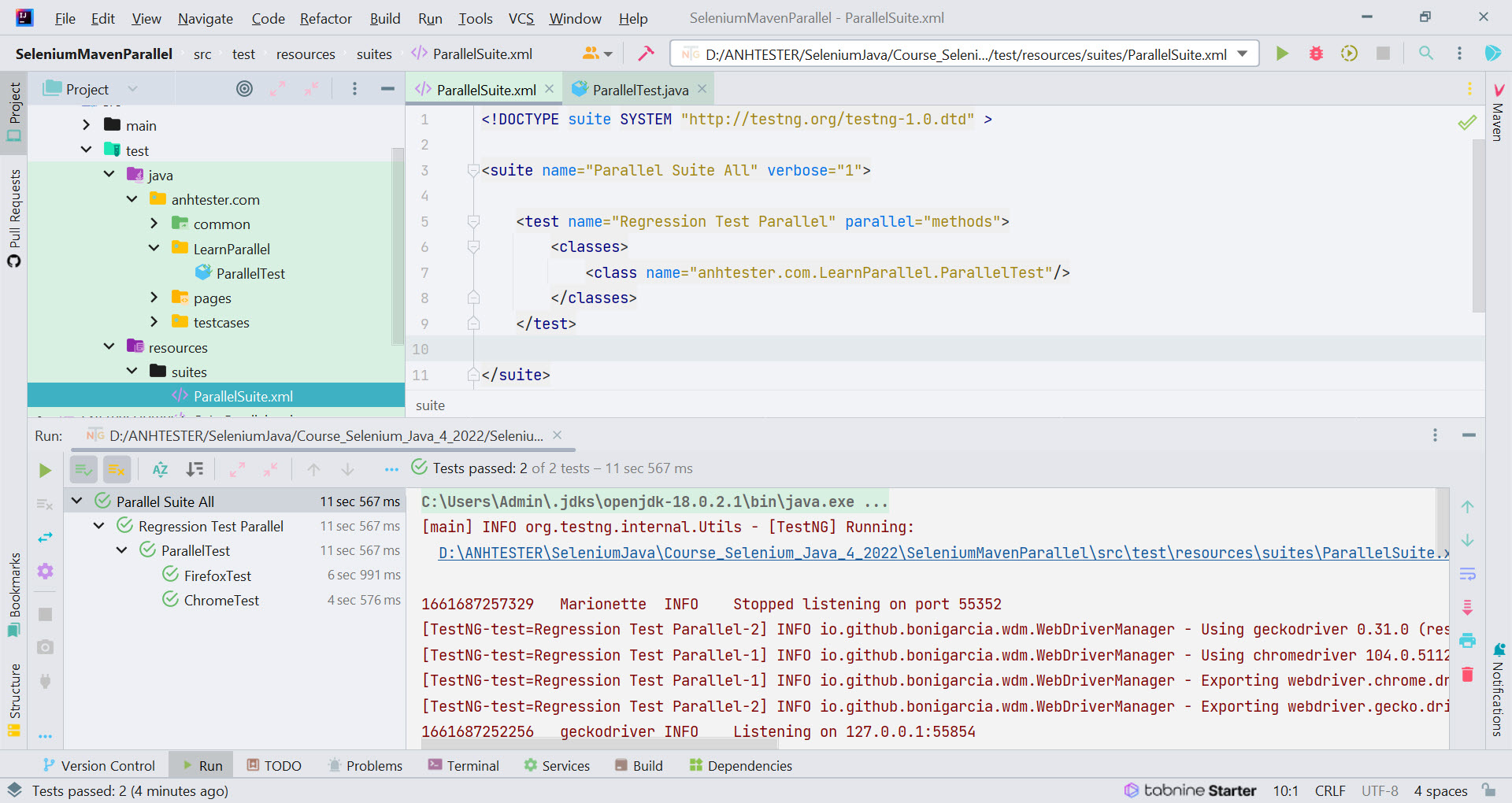 Selenium Java Bài 25 Chạy Test Case Song Song Với Parallel Execution Trong Testng Anh Tester